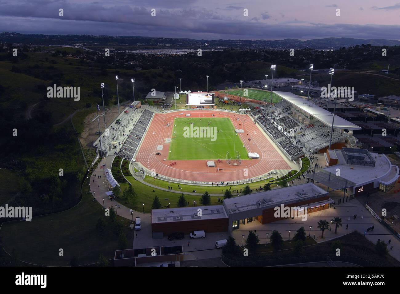 An aerial view of Hilmer Lodge Stadium, the site of the 62nd. Mt. San ...