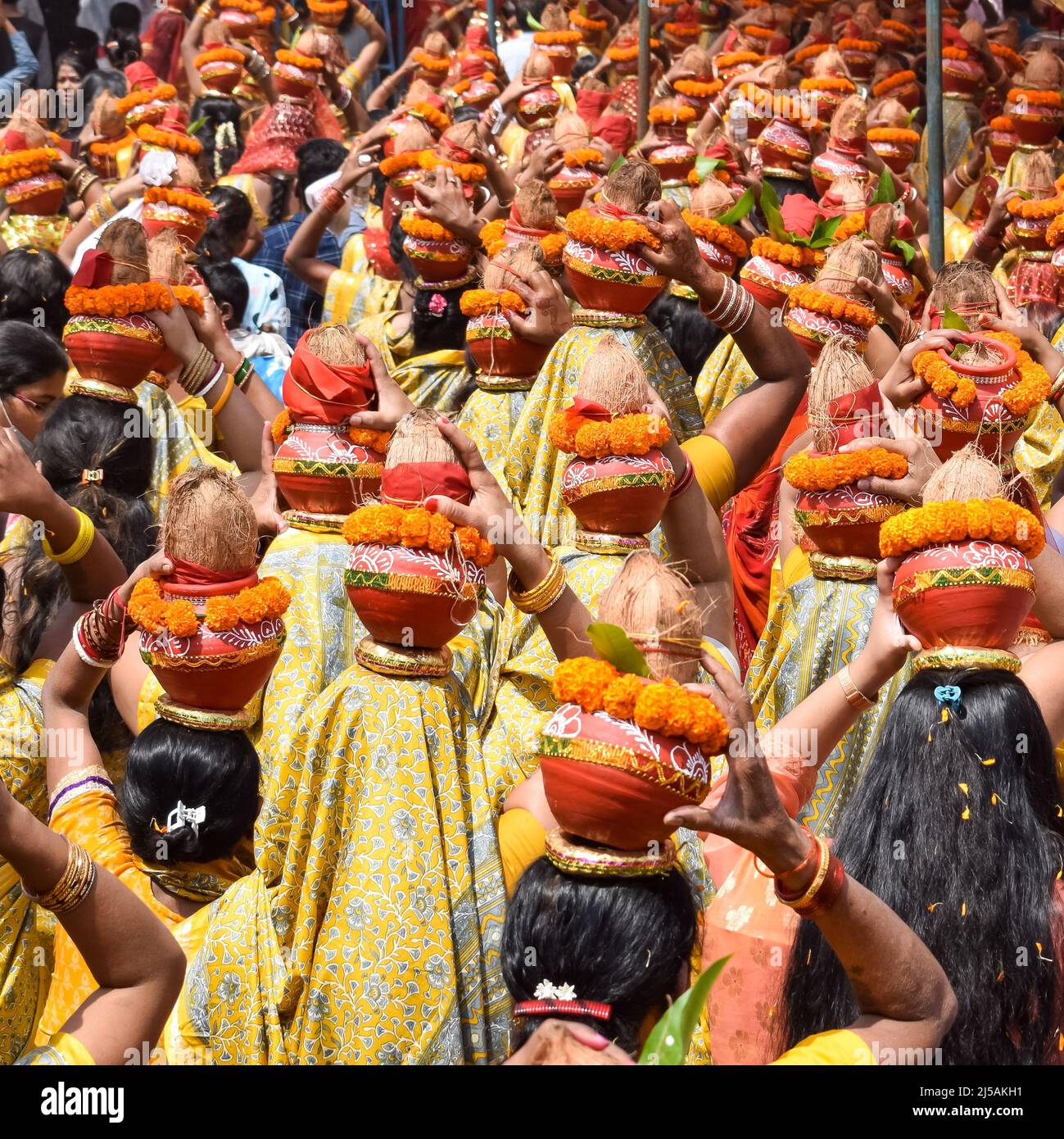 Women with Kalash on head during Jagannath Temple Mangal Kalash Yatra ...