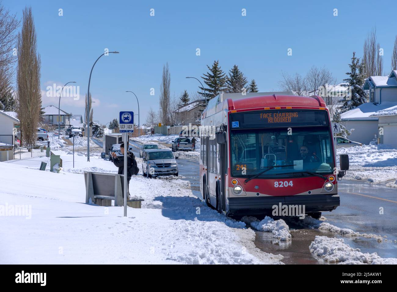 Calgary, Alberta, Canada. Apr 20, 2022. A Calgary Transit Nova Bus LFS ...