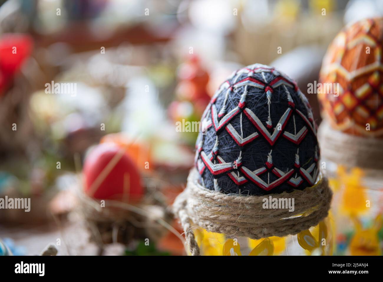 Easter egg decorated with geometric shapes. Easter decoration Stock ...