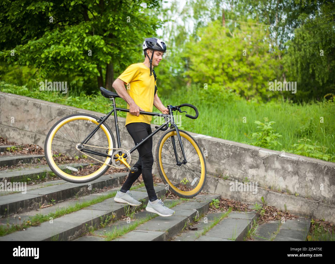 Male tourist enjoys morning bicycle hi-res stock photography and images ...