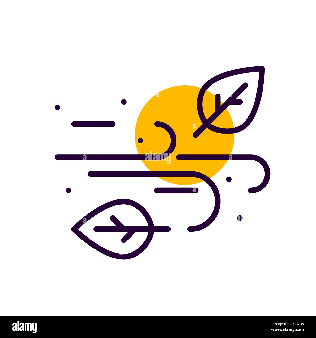 Autumn wind blowing falling leaves. Pixel perfect, editable stroke line ...