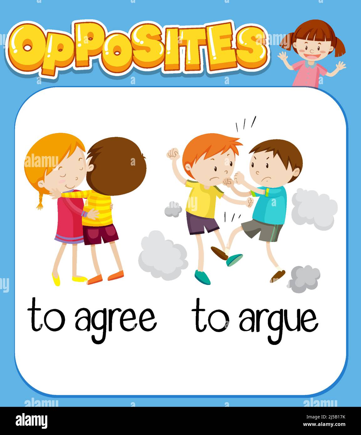 Opposite words for to agree and to argue illustration Stock Vector ...