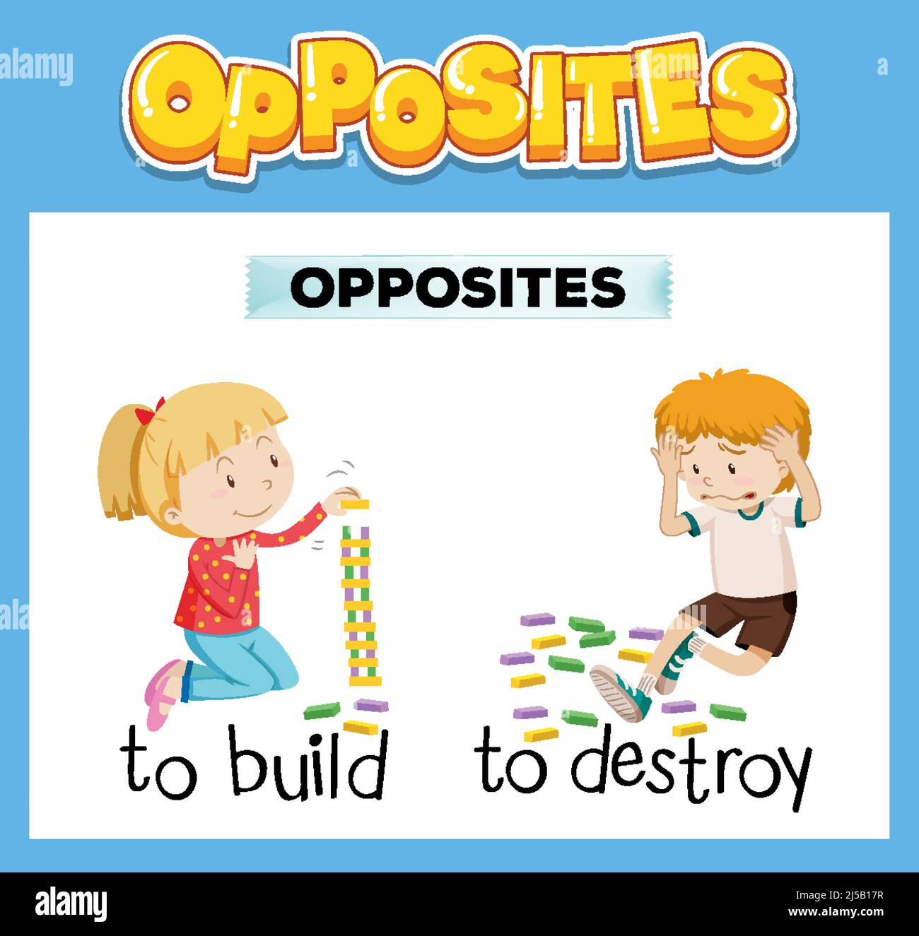 Opposite English words for kids illustration Stock Vector Image & Art ...