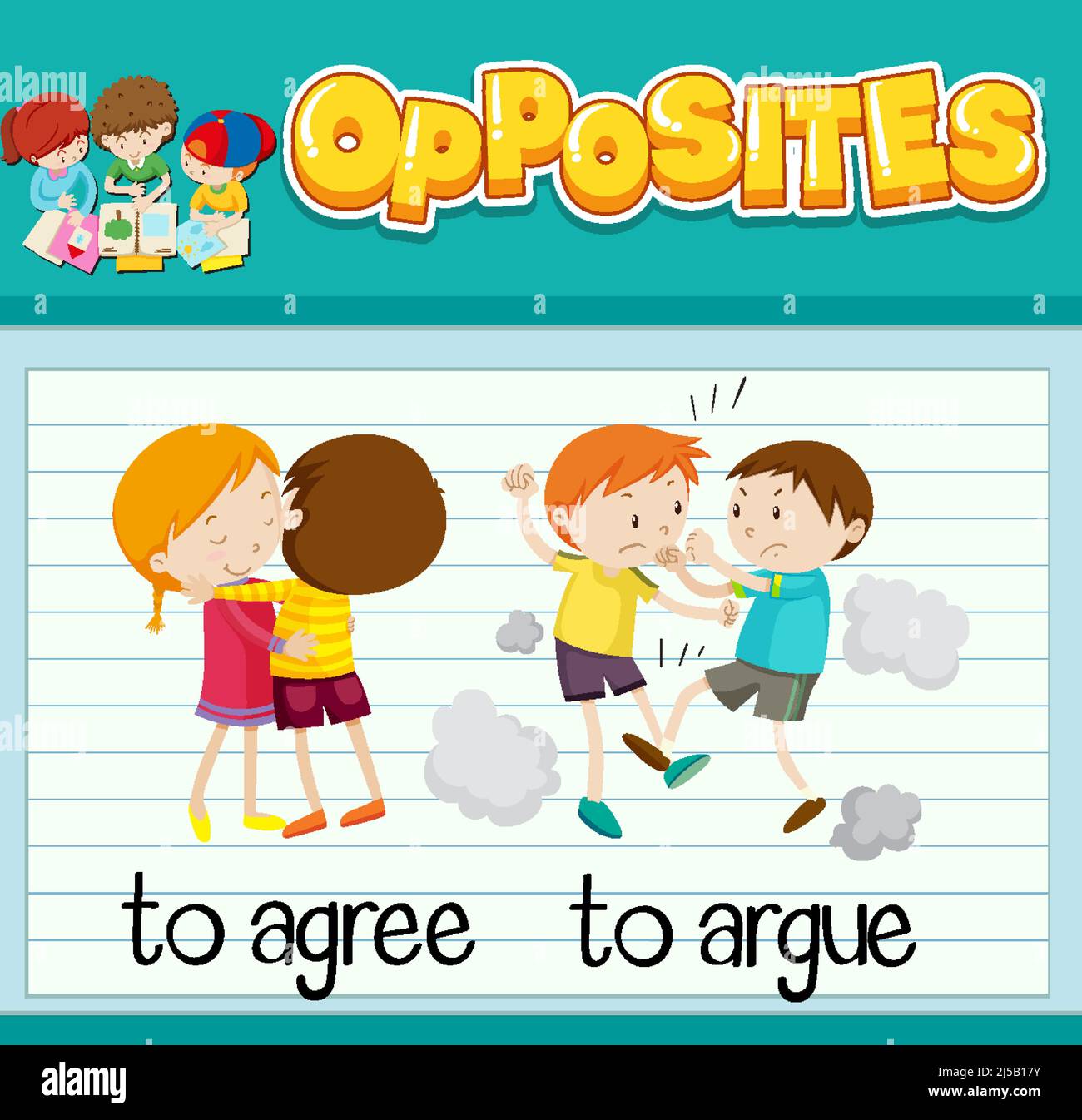 Opposite words with pictures for kids illustration Stock Vector Image ...