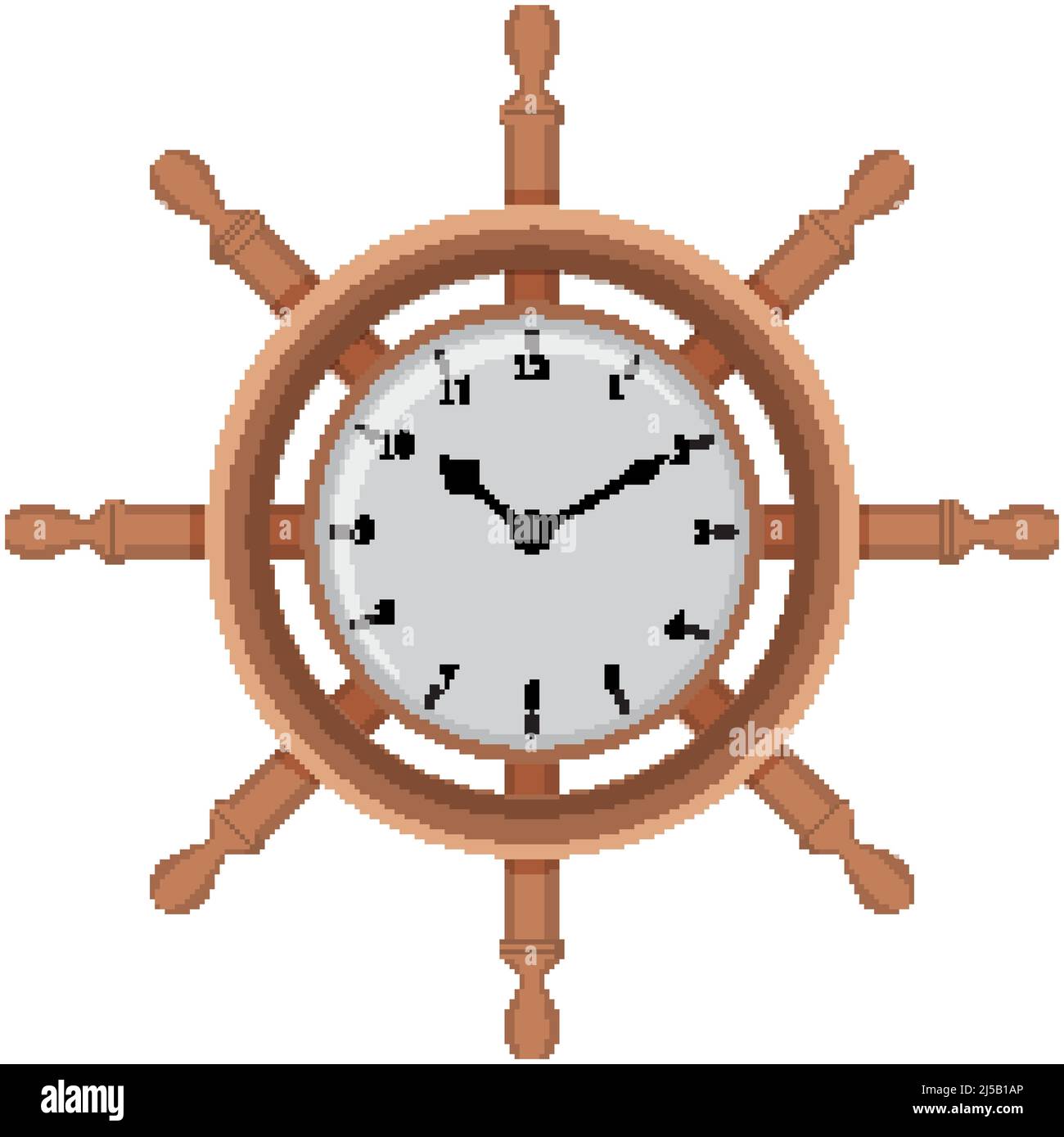 A ship wheel clock on white background illustration Stock Vector Image ...