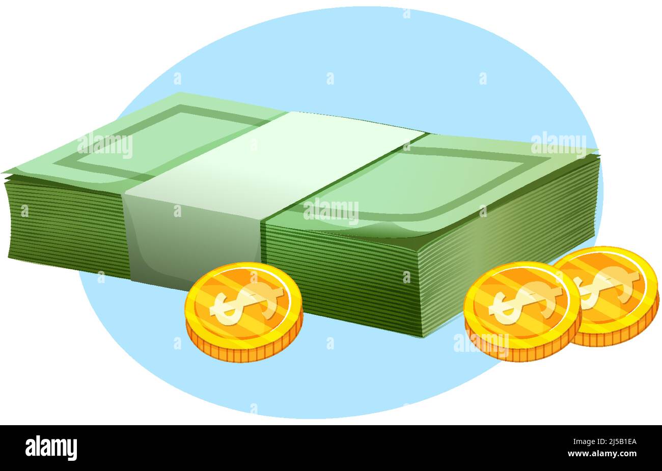 Cash with coins in cartoon style illustration Stock Vector Image & Art ...