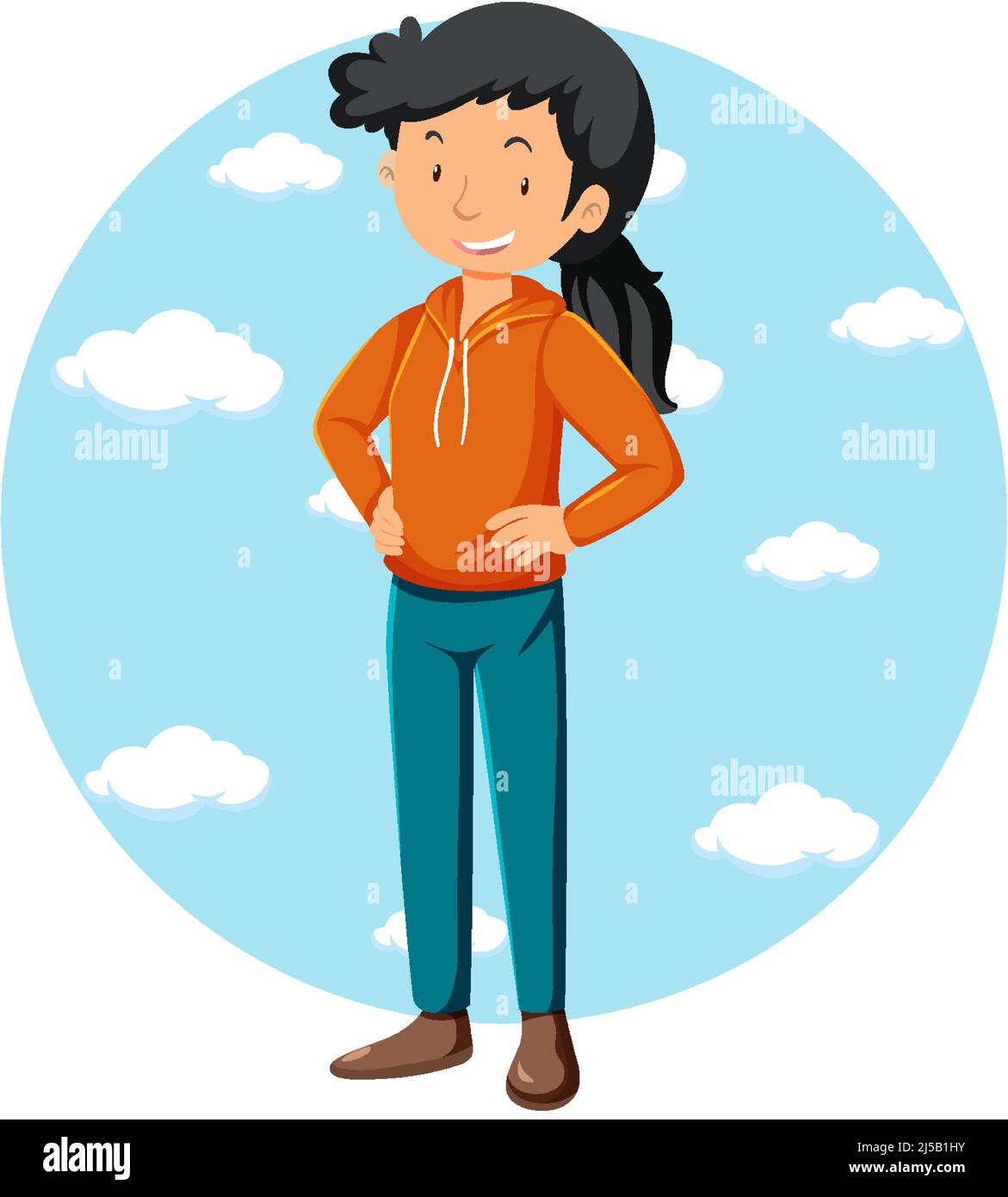 Active girl simple cartoon character illustration Stock Vector Image ...