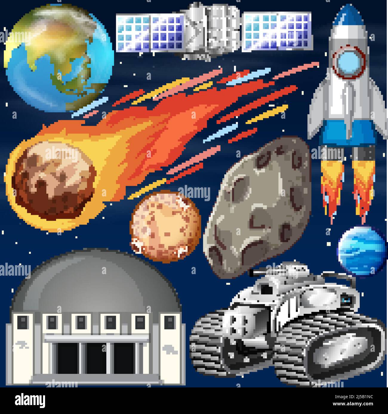 Set of space objects in space illustration Stock Vector Image & Art - Alamy