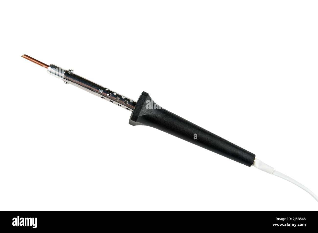 Closeup of soldering iron cut out on white background with clipping ...