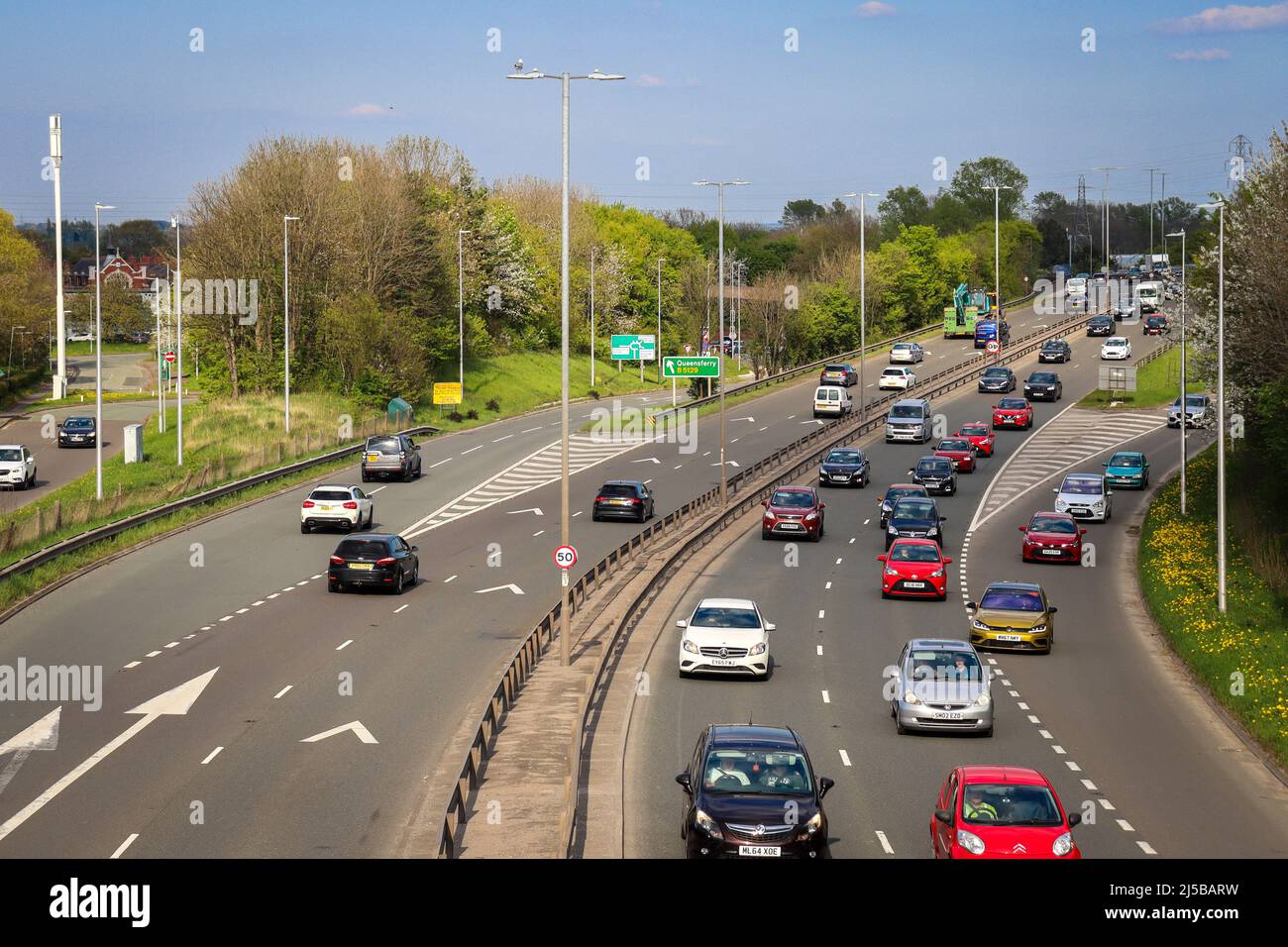 A494, Aston Hill, Queensferry Bypass, North Wales, Traffic Stock Photo ...