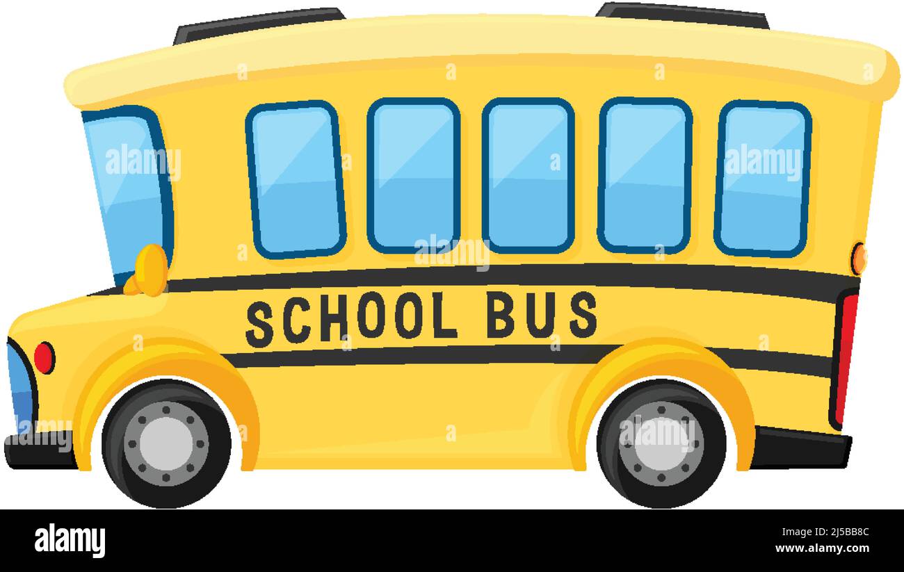 Simple cute school bus on white background illustration Stock Vector ...