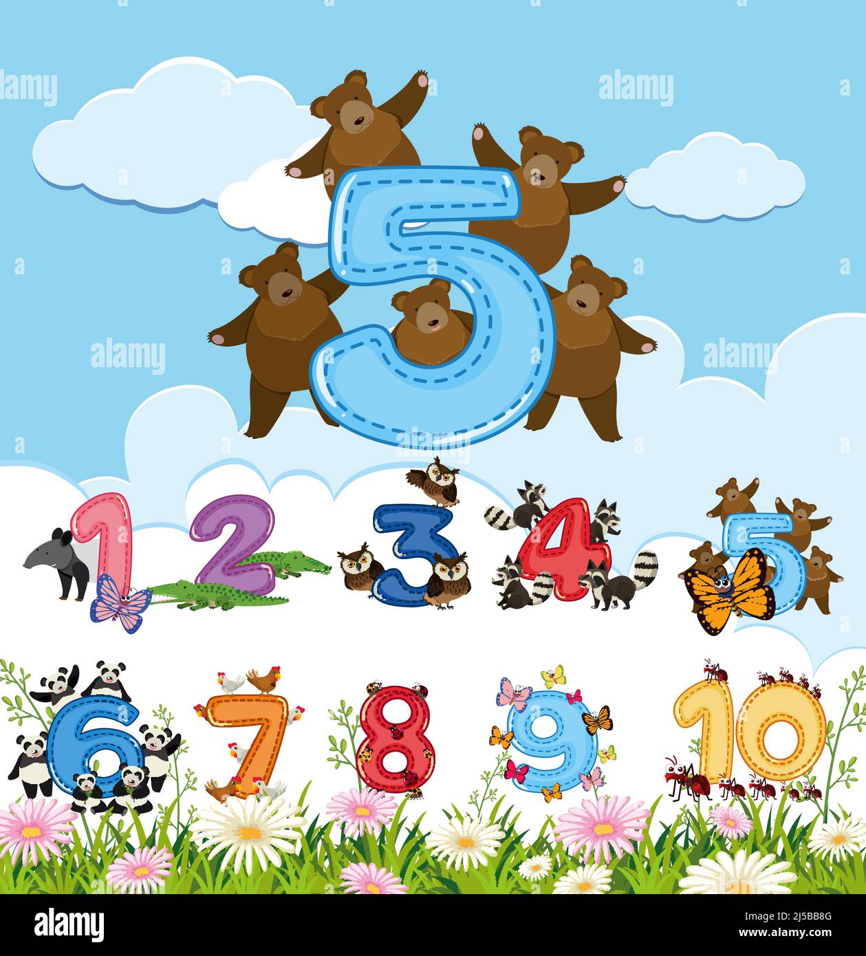 Counting numbers from zero to nine illustration Stock Vector Image ...