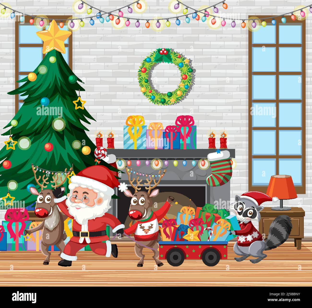 Christmas theme with Santa and presents illustration Stock Vector Image ...