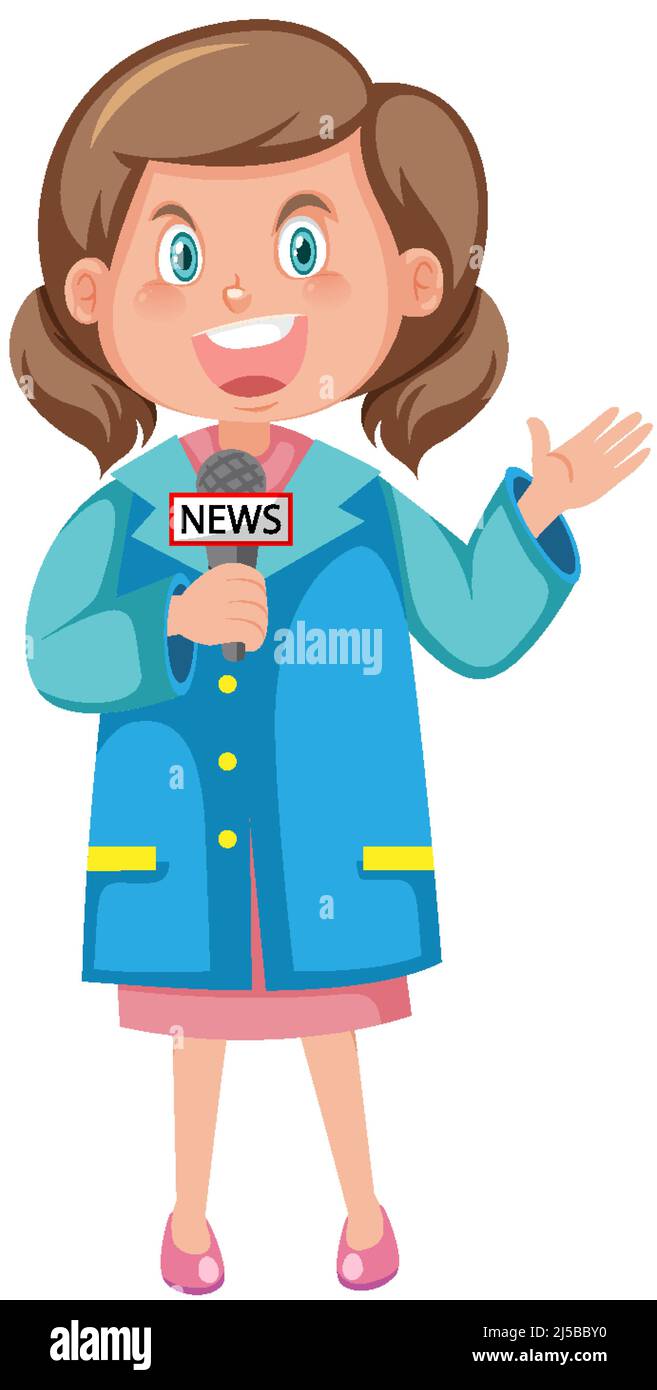 Female news reporter cartoon character illustration Stock Vector Image ...