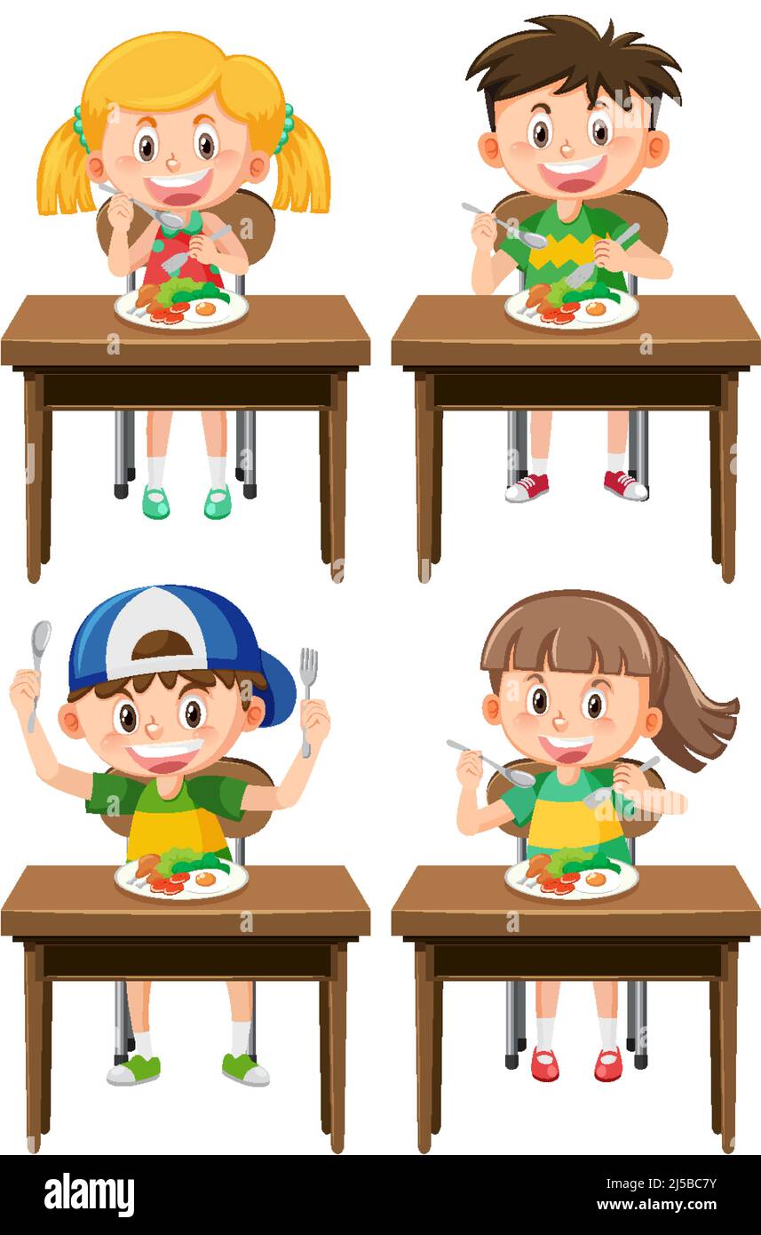 Kids Eating Breakfast Clip Art