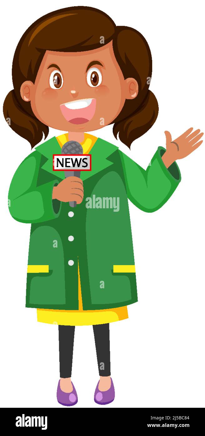 Female news reporter cartoon character illustration Stock Vector Image ...