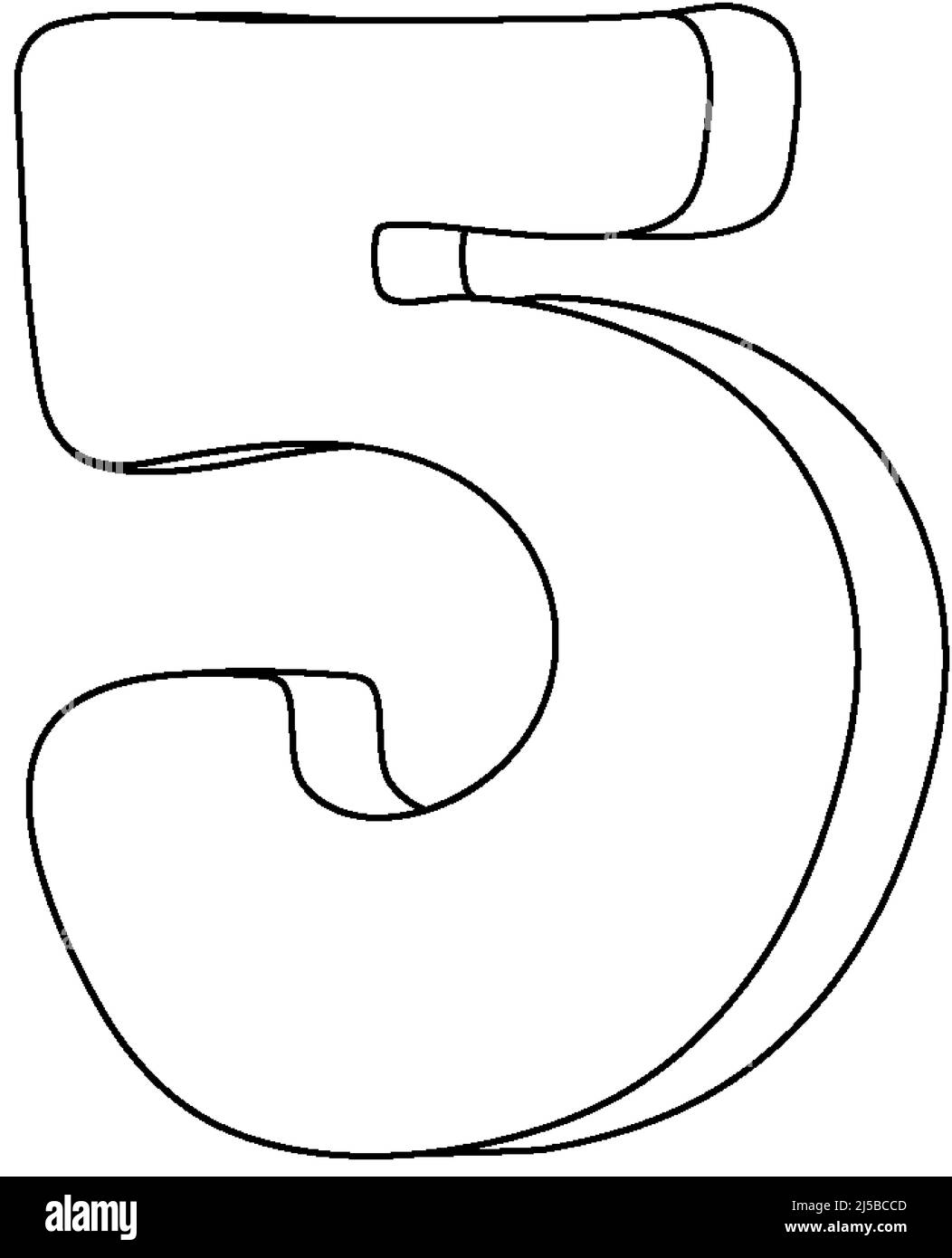 Number five doodle outline for colouring illustration Stock Vector ...