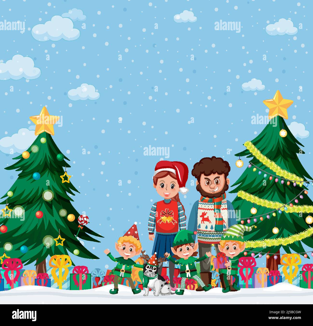 Christmas holidays with family outdoor illustration Stock Vector Image ...