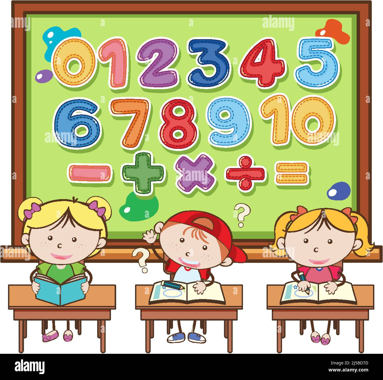 Counting number 0 to 9 and math symbols for kids illustration Stock ...