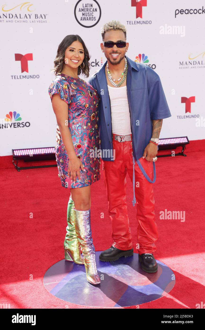 Las Vegas, USA. 22nd Apr, 2022. Taina Marie Melendez and singer Ozuna ...