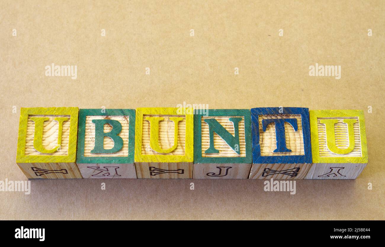 The term ubuntu displayed visually on a clear background with copy ...