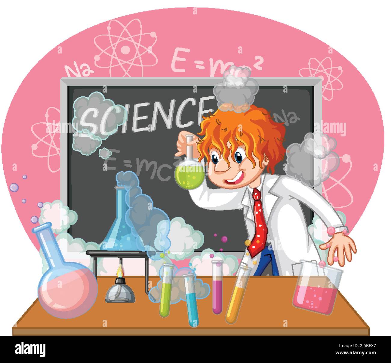 Funny scientist experiment in laboratory illustration Stock Vector ...