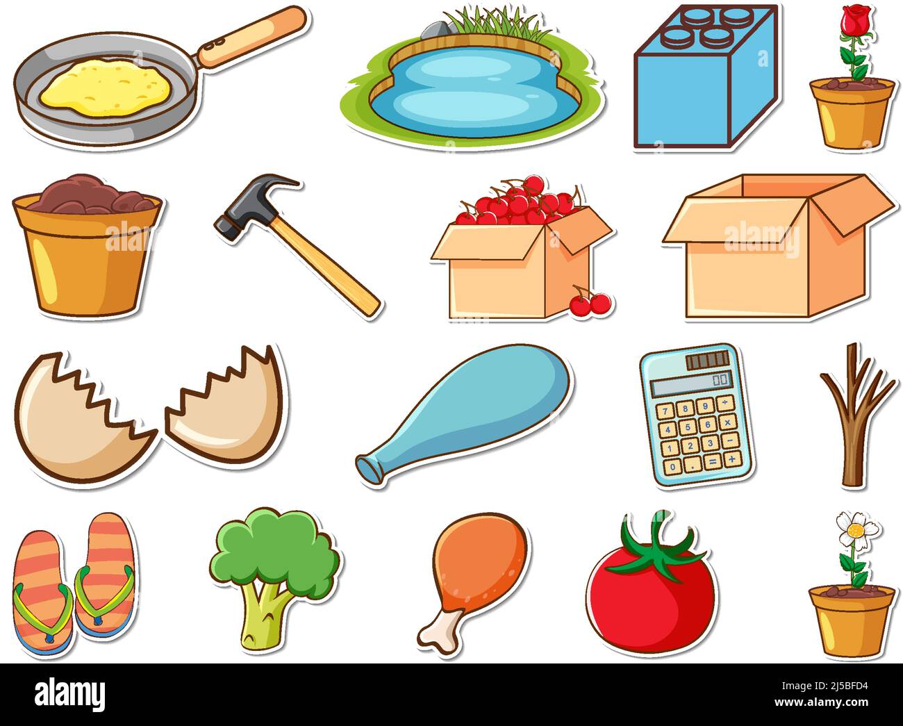 Sticker set of mixed daily objects illustration Stock Vector Image ...