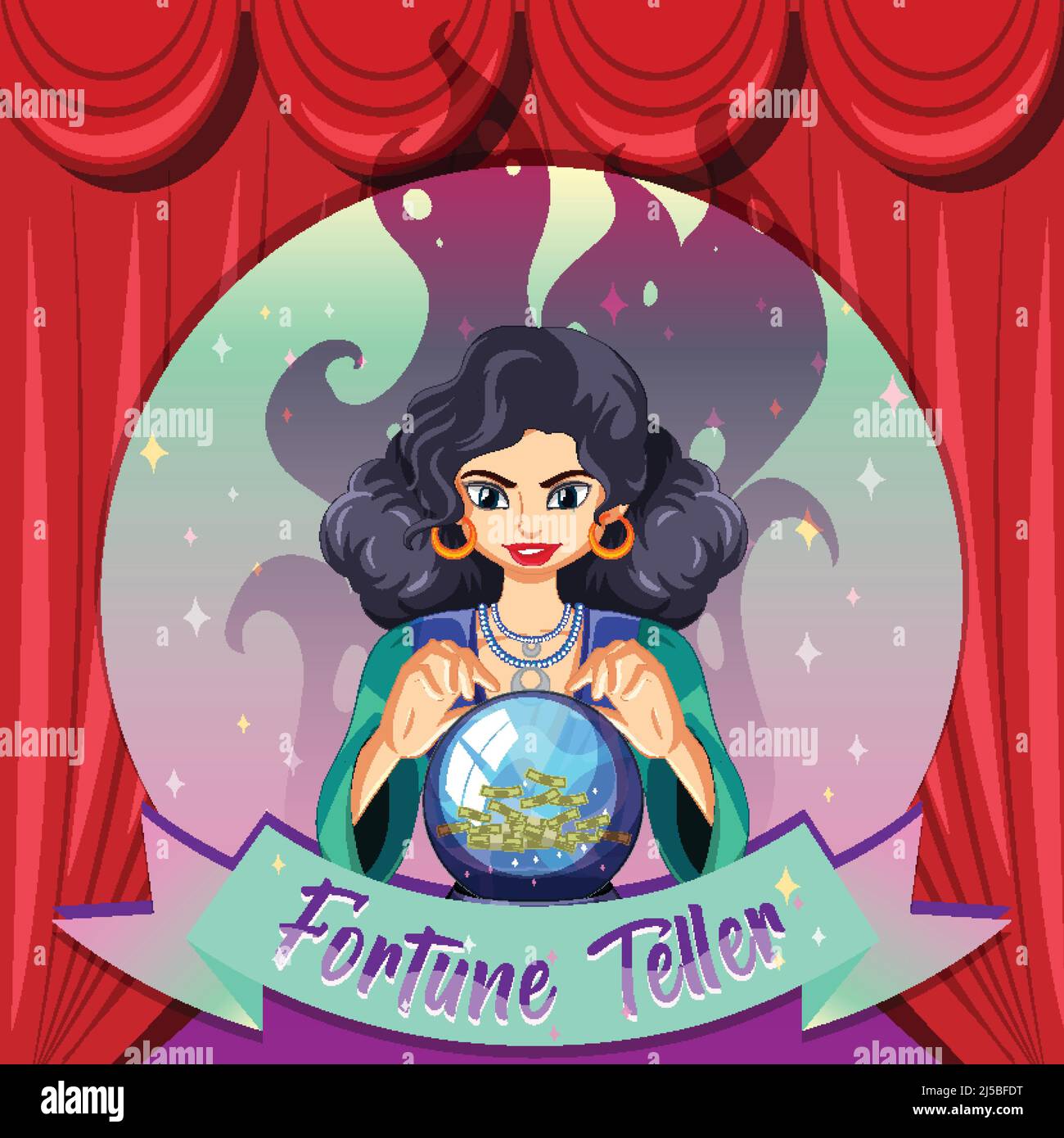 Fortune teller with crystal ball illustration Stock Vector Image & Art ...