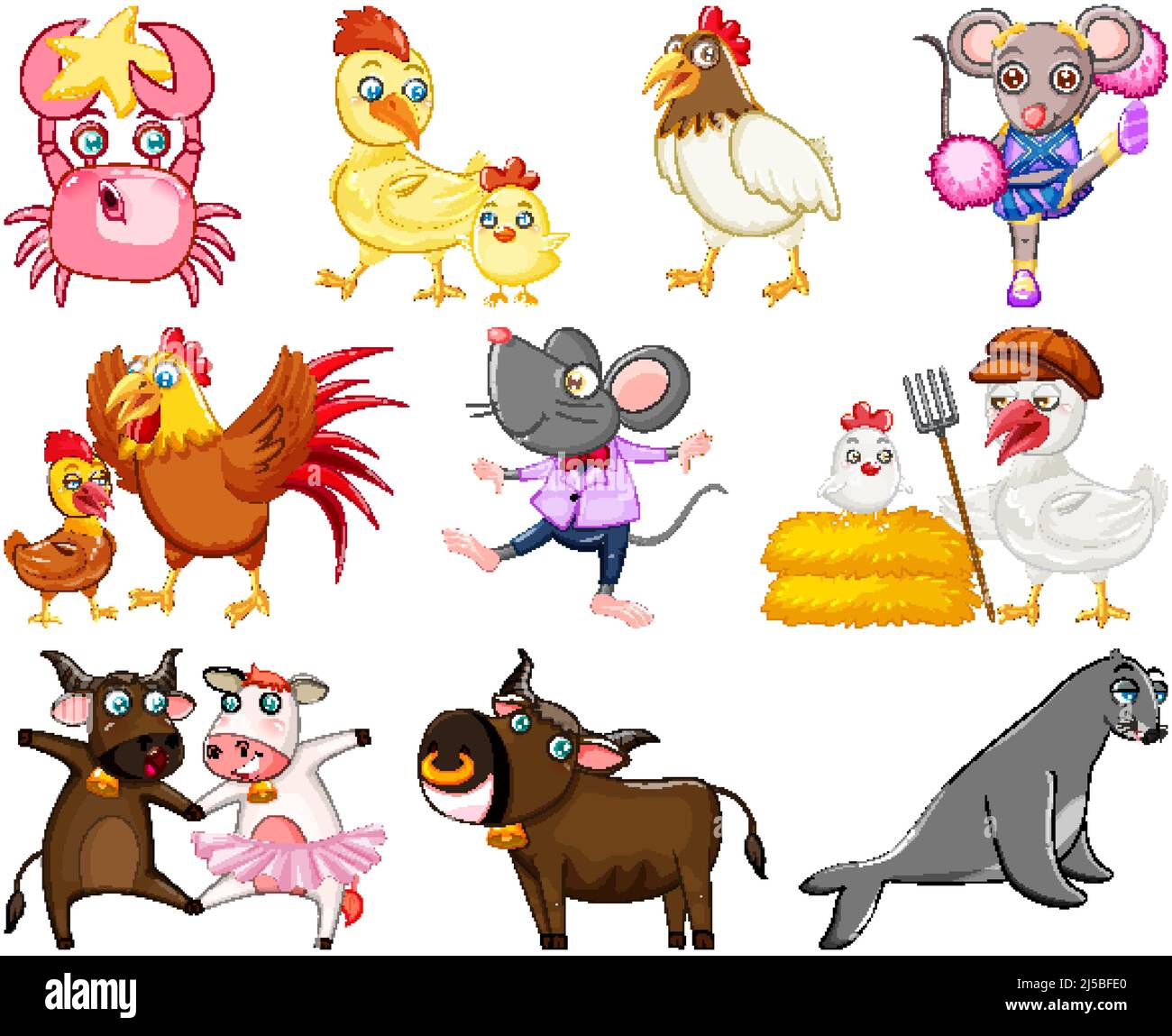 Cute animals with happy smile illustration Stock Vector Image & Art - Alamy