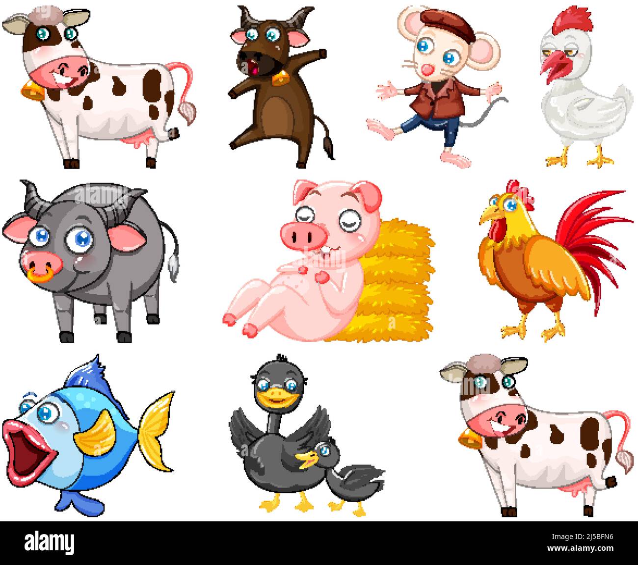Cute animals with happy smile illustration Stock Vector Image & Art - Alamy
