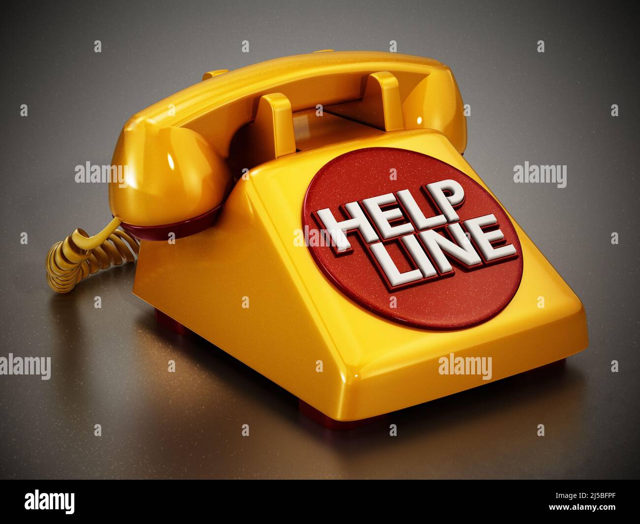 Vintage telephone with help line text. 3D illustration Stock Photo - Alamy