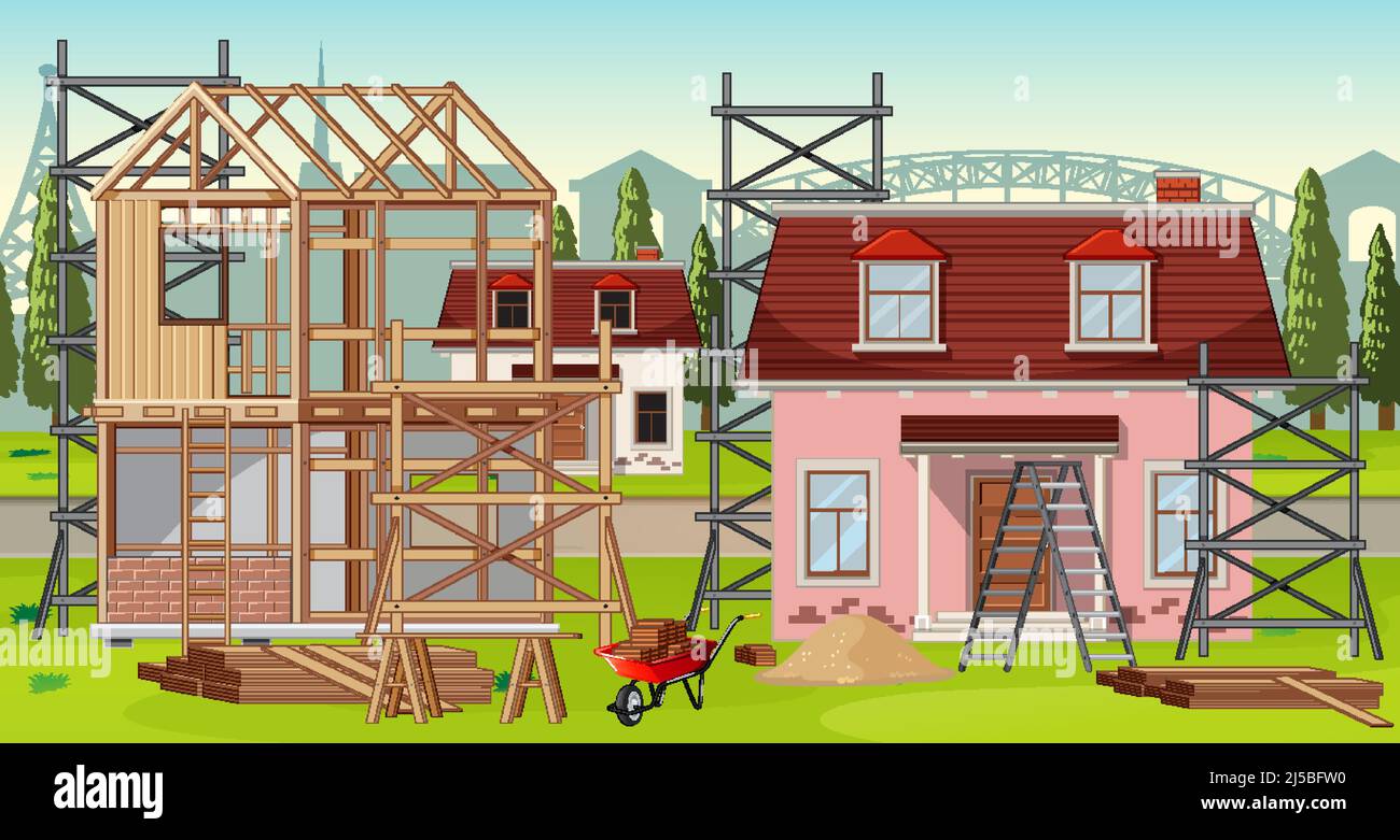 Building construction site scene illustration Stock Vector Image & Art ...