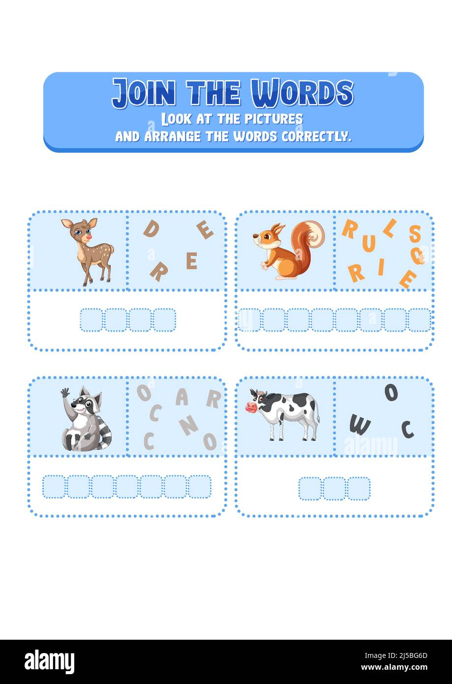 Arrange the letters in order with pictures illustration Stock Vector ...