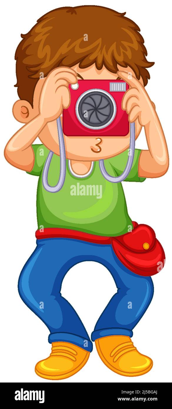 Cartoon boy holding photo camera hi-res stock photography and images ...