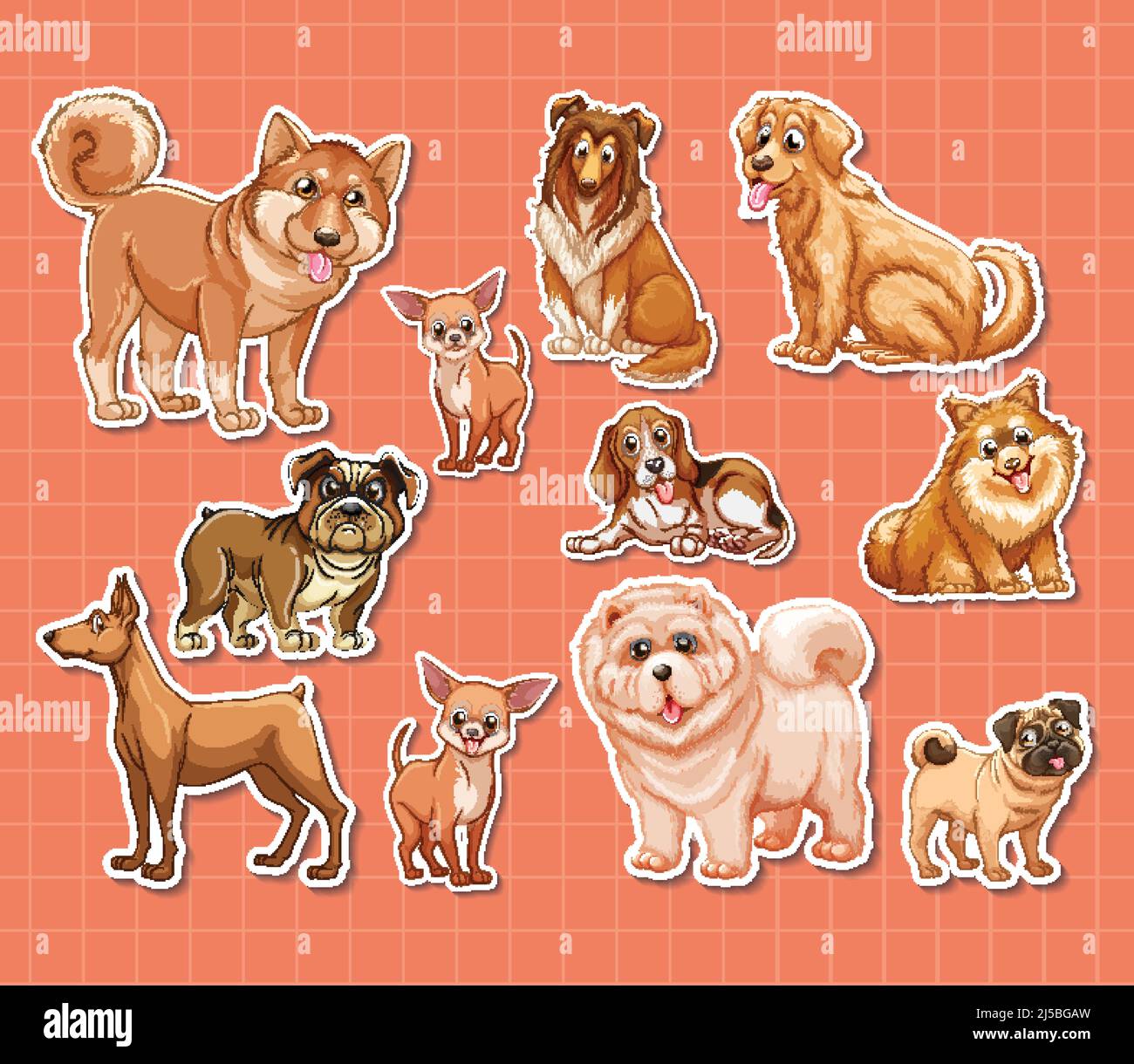 Sticker set of different dogs cartoon illustration Stock Vector Image ...
