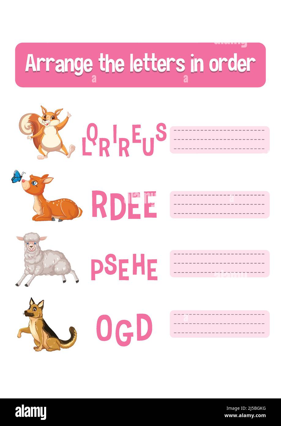 Worksheet design for arranging letters illustration Stock Vector Image ...