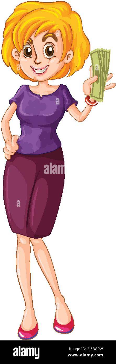 A woman holding cash money illustration Stock Vector Image & Art - Alamy