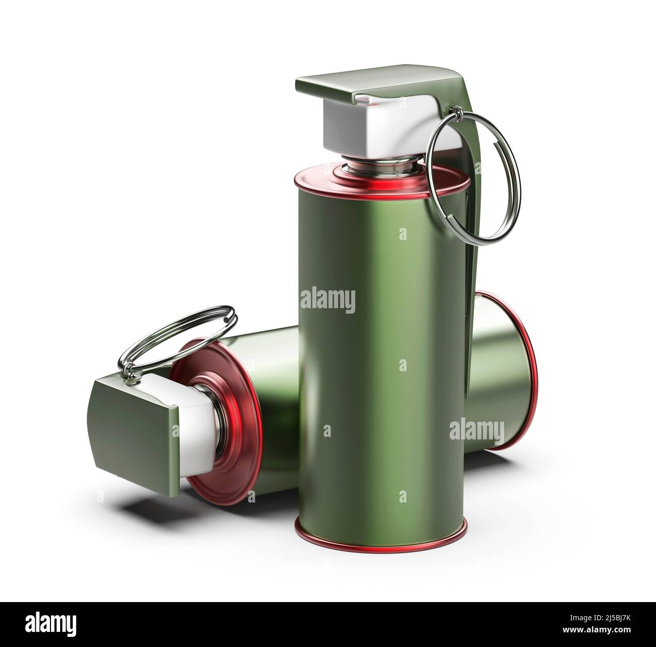 Two smoke grenades on white background Stock Photo - Alamy