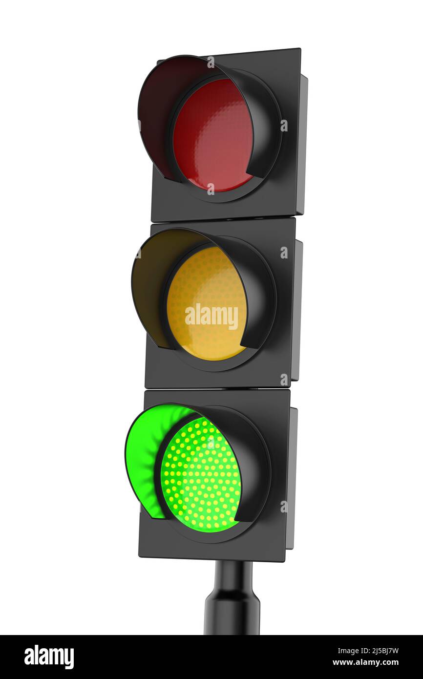 Green traffic light on white background Stock Photo - Alamy