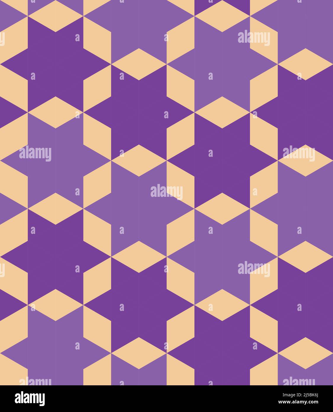 Purple colored isometric star seamless pattern with gold background ...