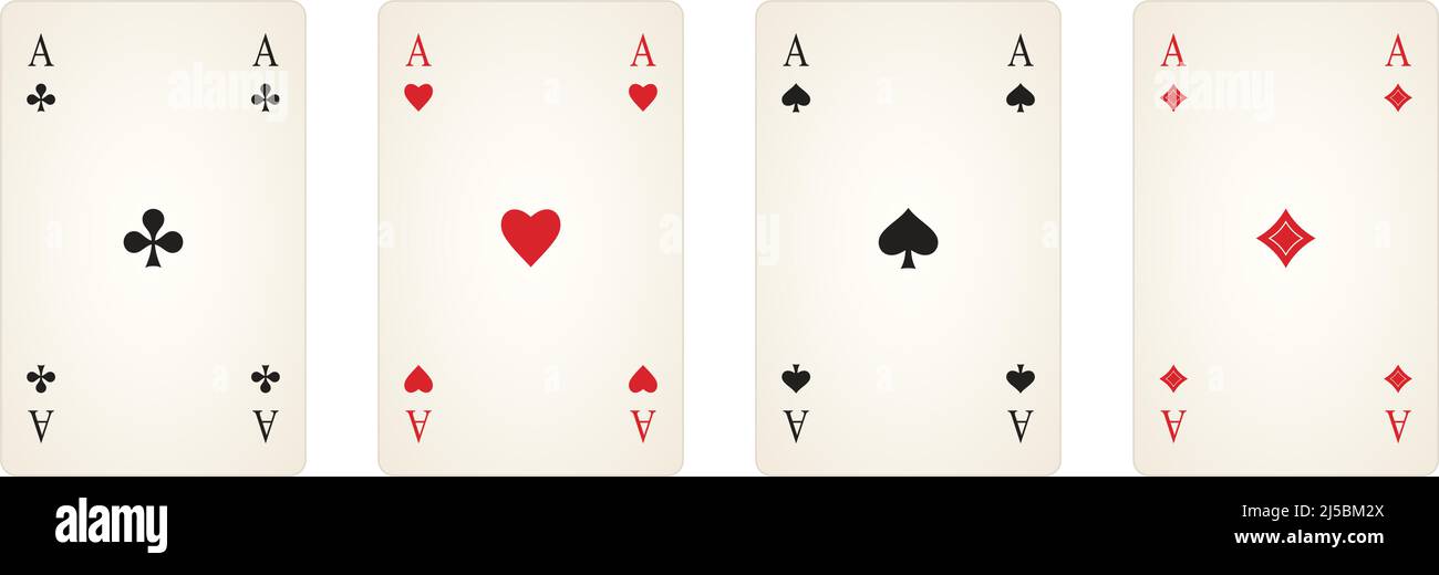 Ace Card Symbol vector with diamonds, spade, clubs and Heart. White ...
