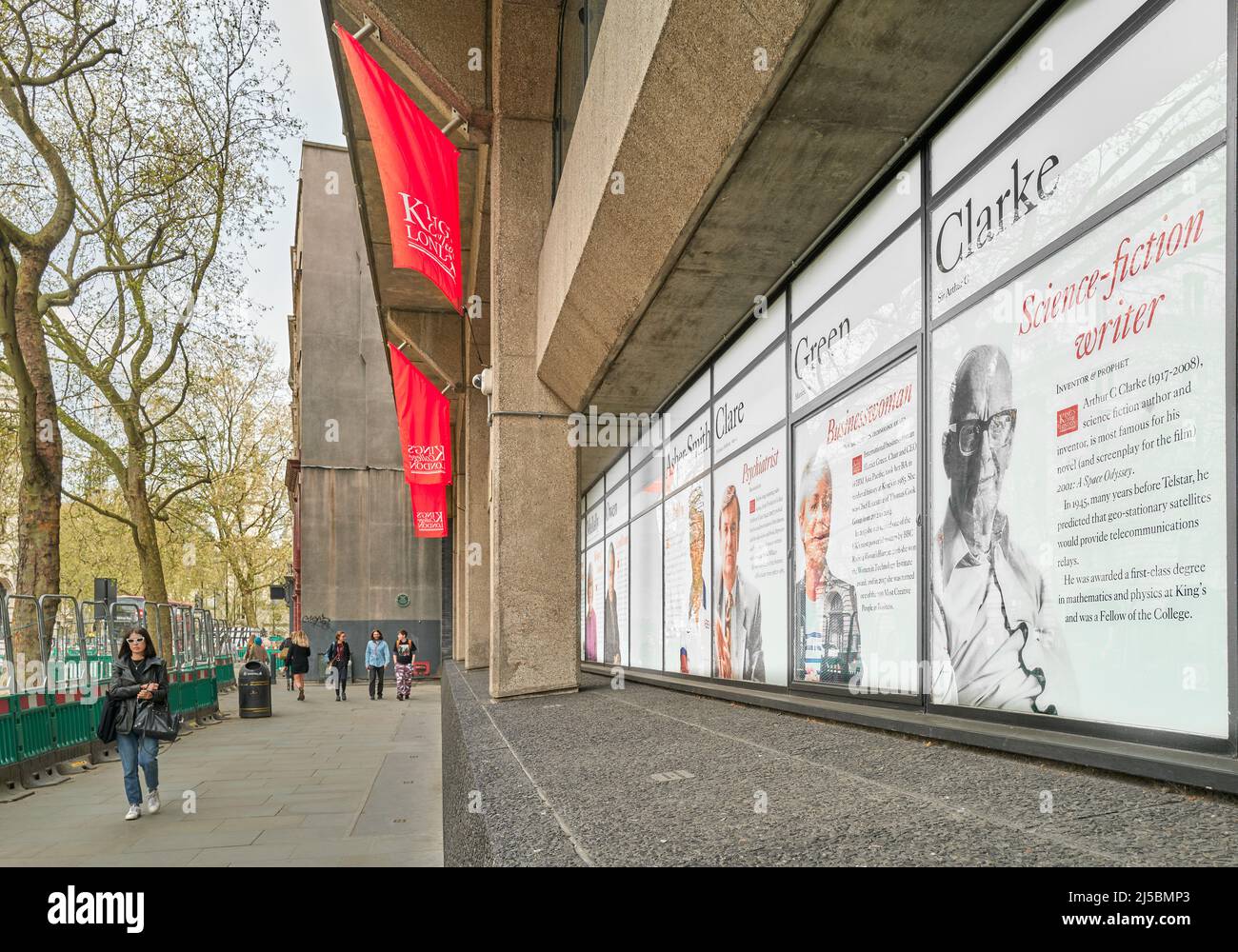 Posters of famous alumni (former students) on a wall of the Strand ...