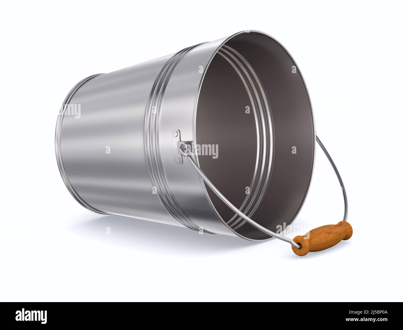 empty metal bucket on white background. Isolated 3D illustration Stock ...