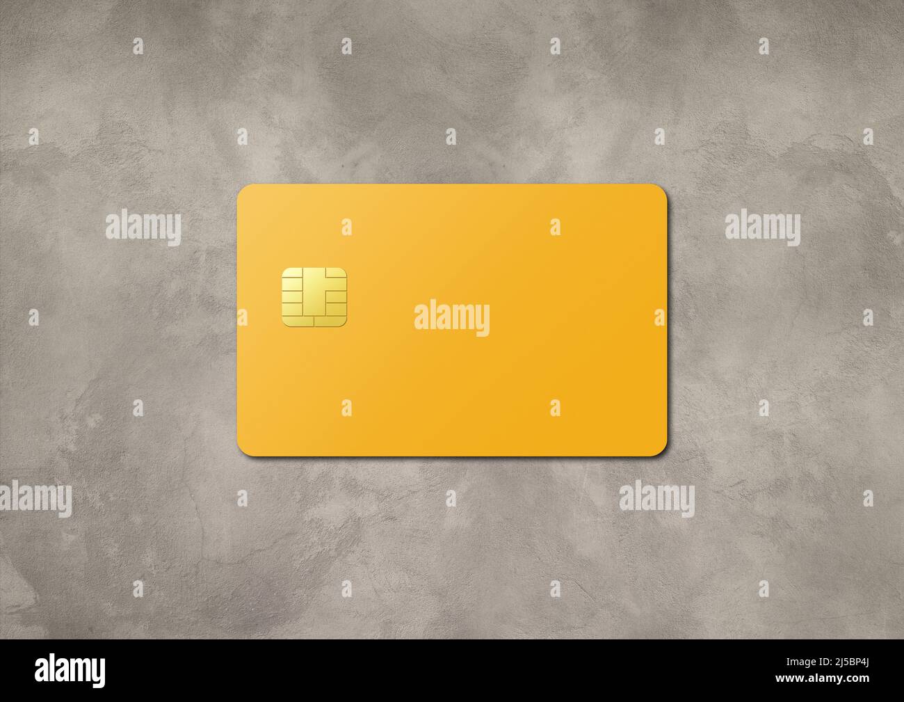 Yellow credit card template on a concrete background. 3D illustration ...