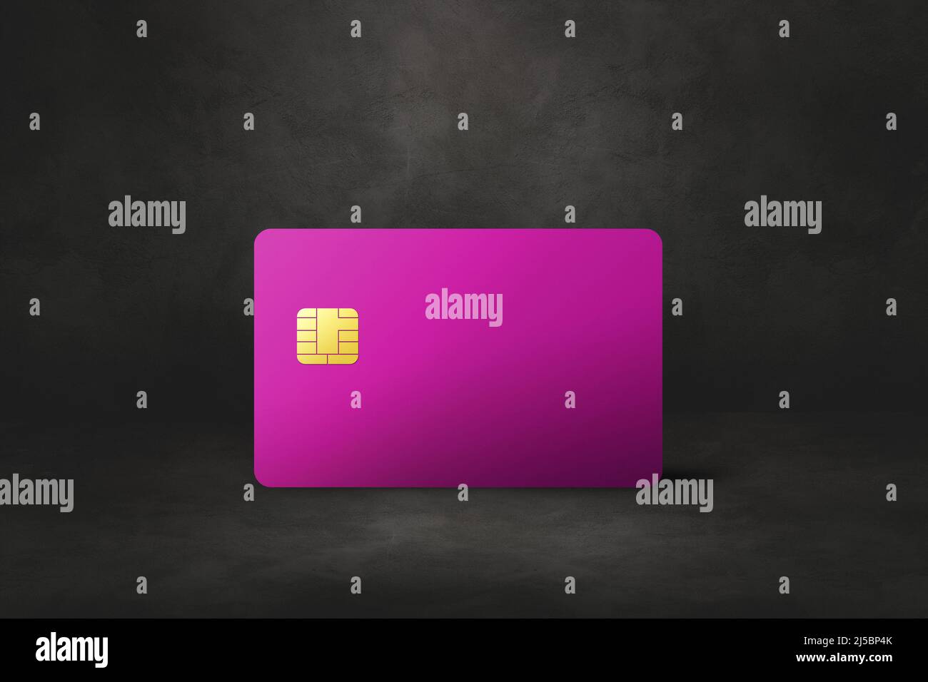 Pink credit card template on a black concrete background. 3D ...