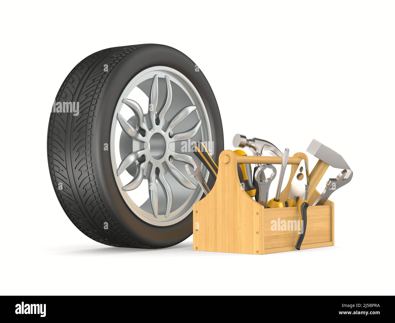 Car service on white background. Isolated 3D illustration Stock Photo ...