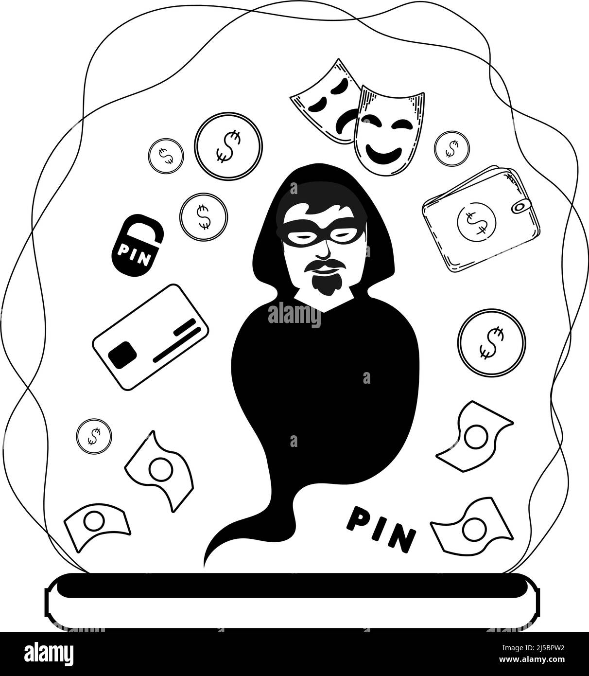 Fraudulent phone call concept, phone fraud. Bank card, open password ...