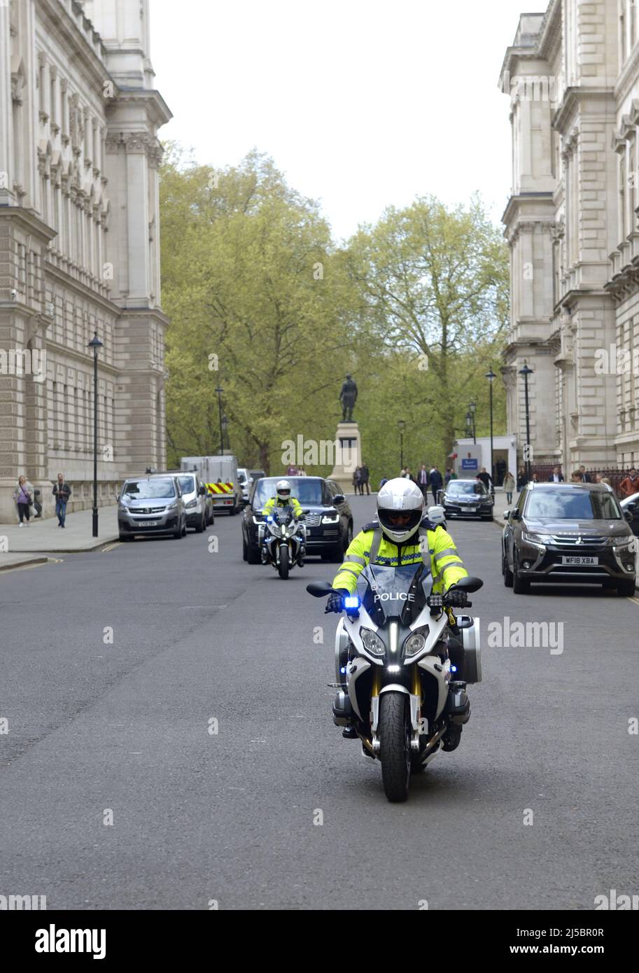 London, England, UK. Metropolitan Police escorting the Prime Minister's ...