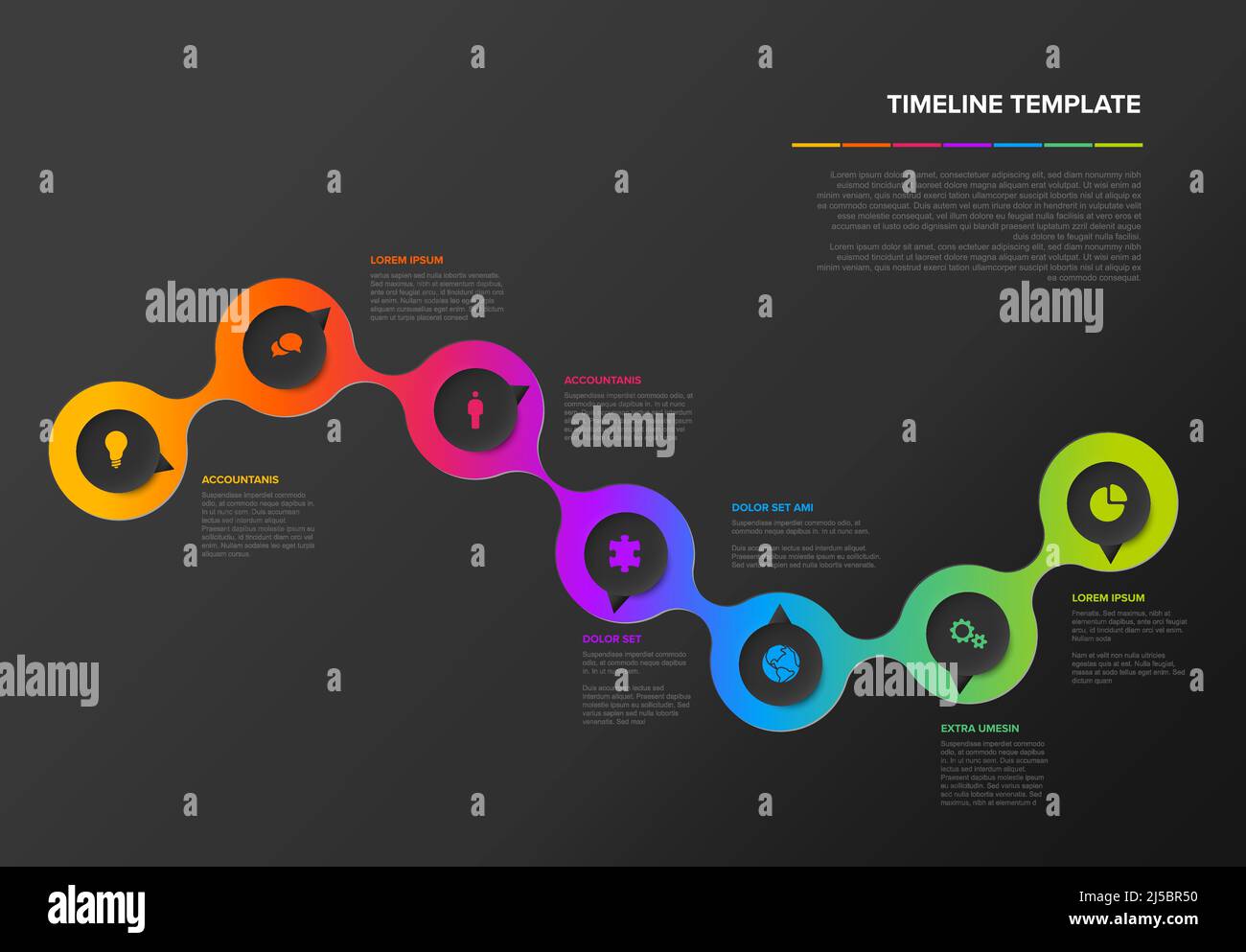 Vector dark Infographic Company Milestones Timeline Template with ...